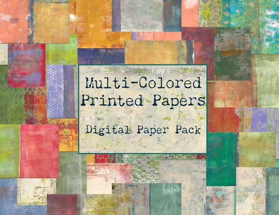 Multi-colored Prints Digital Paper Pack Colorful Whimsical | Etsy