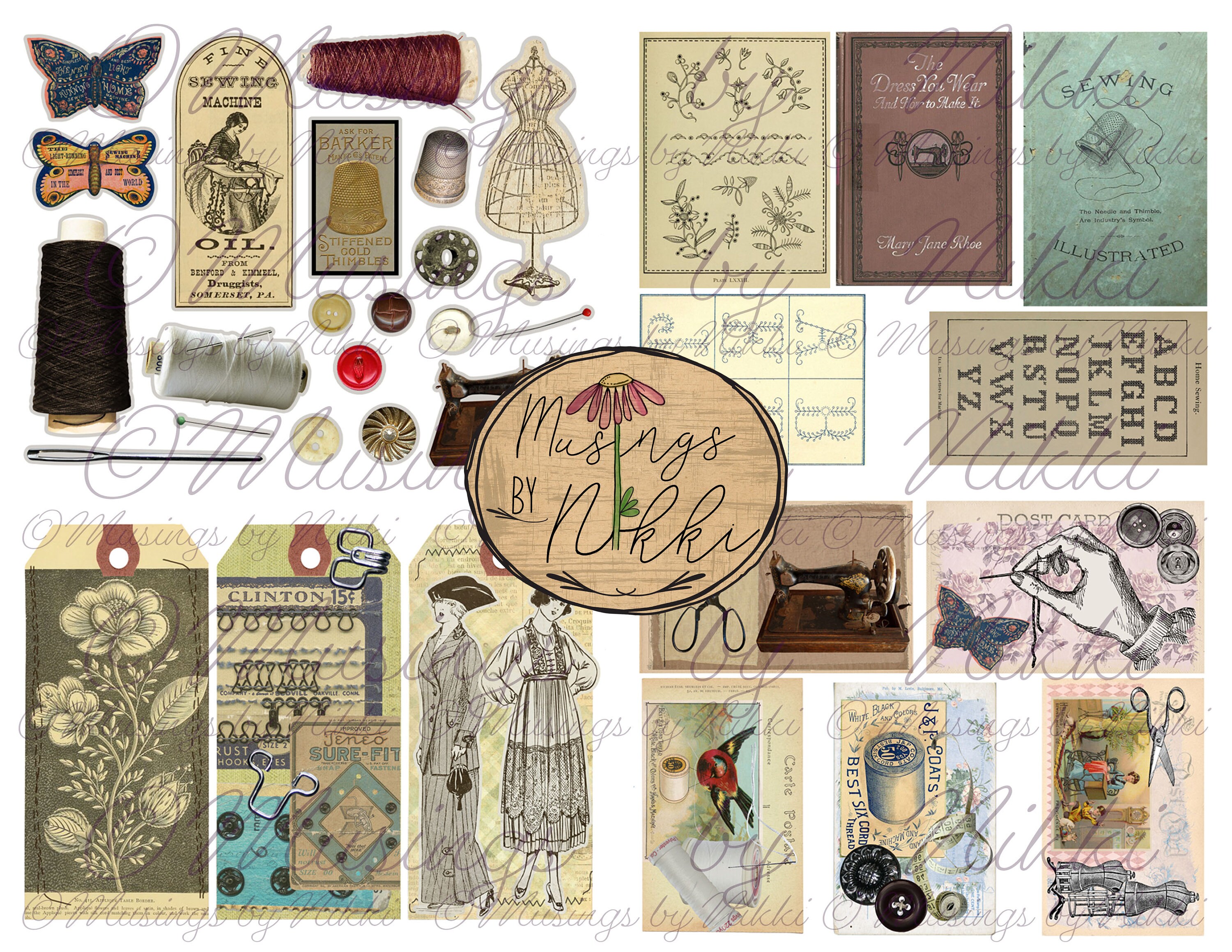 Needle and Thread Digital Journal Kit Sewing Quilting Junk | Etsy