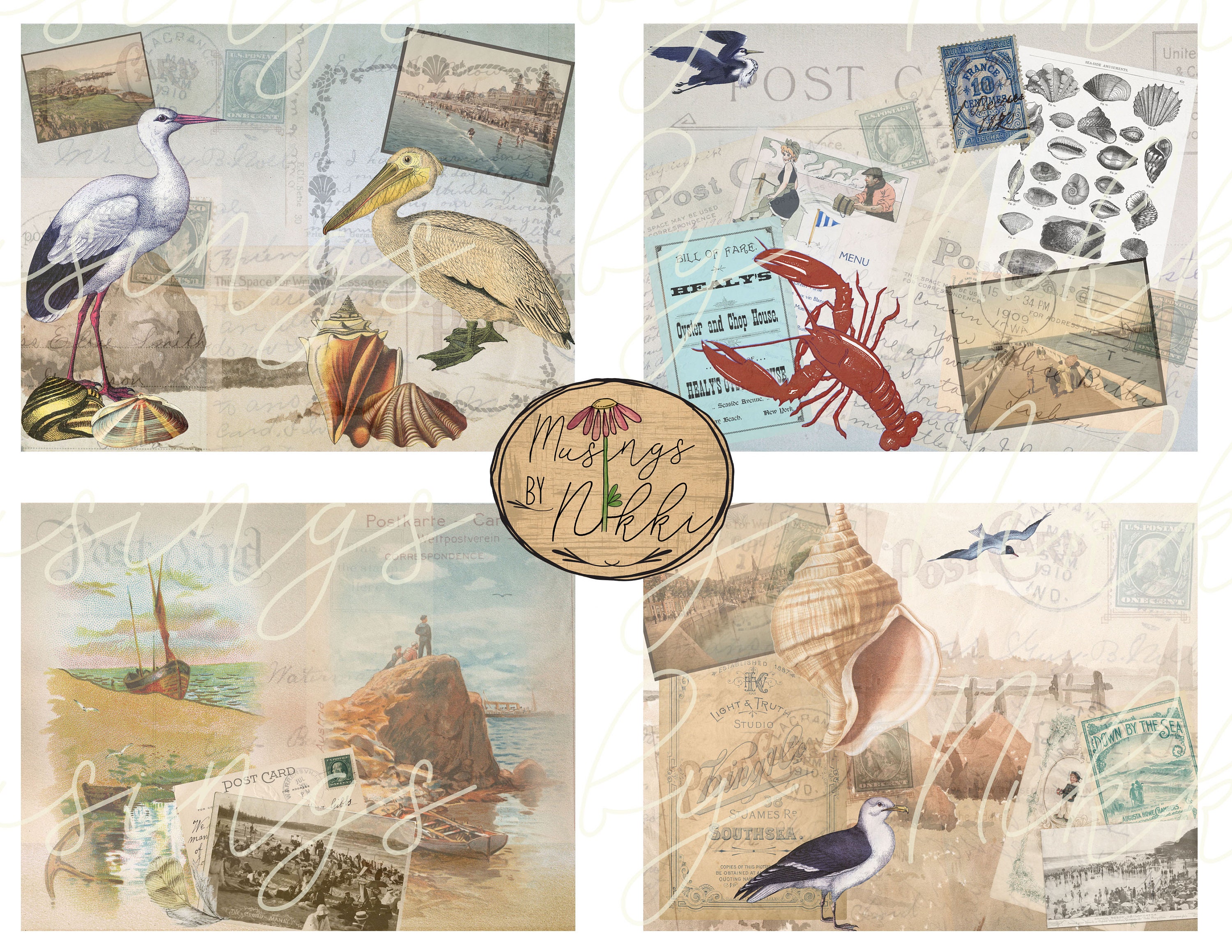Postcards From the Seaside Digital Journal Kit Holiday - Etsy Australia