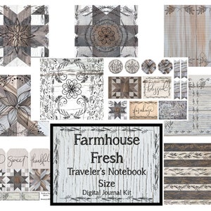 Farmhouse Fresh Traveler's Notebook Size Digital Journal Kit; Rustic ...