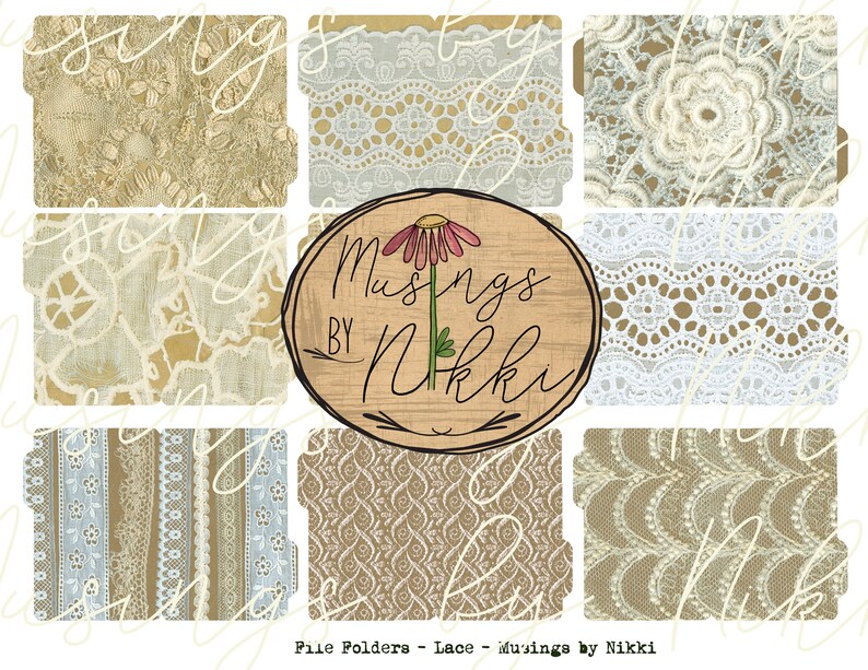 Vintage Lace File Folders Printable | Etsy