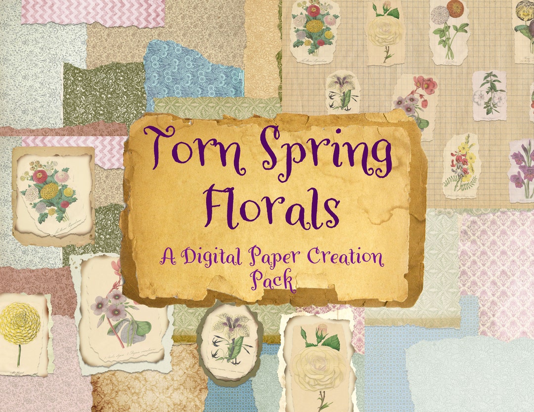 Torn Spring Florals Digital Journal Kit - Etsy