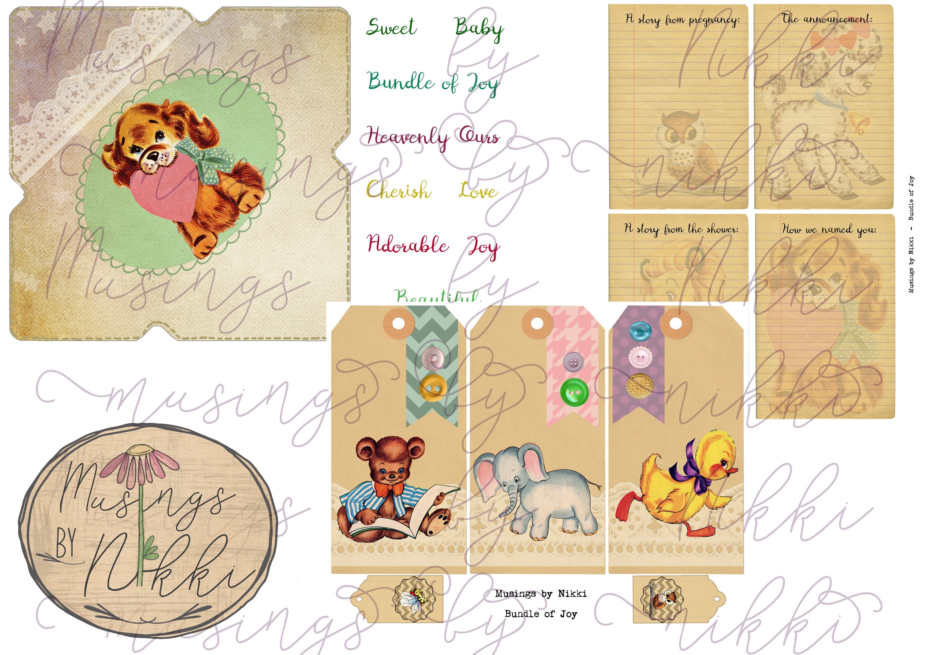 Bundle of Joy Digital Vintage-retro Ephemera Add-on Kit 10 - Etsy