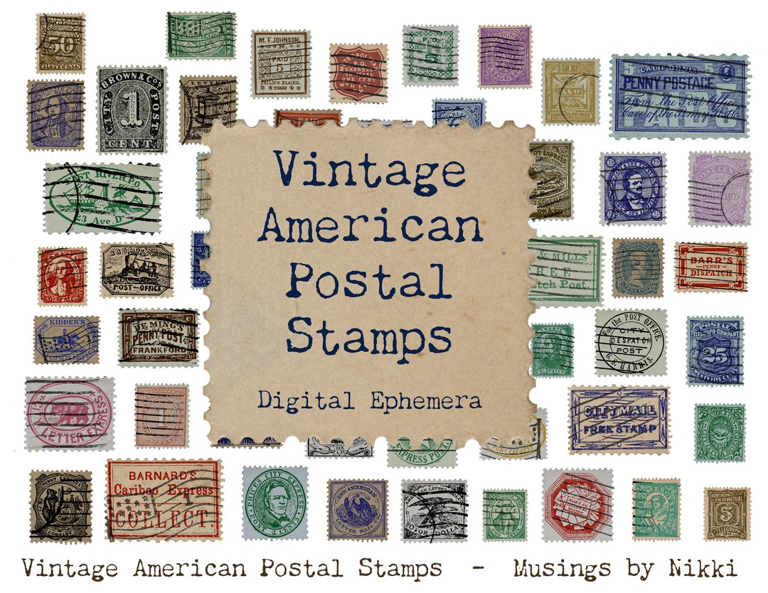Vintage American Postage Stamps - Digital, Postal, Junk Journal ...
