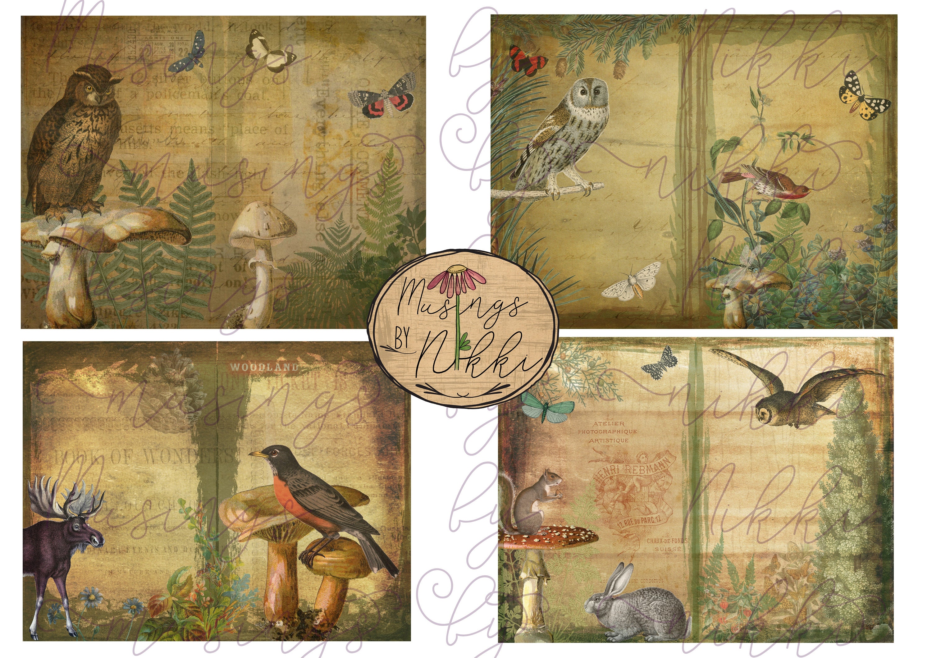 Wild Wood Wonder-rustic Shabby Nature Forest Journal Kit - 16 Pages for ...