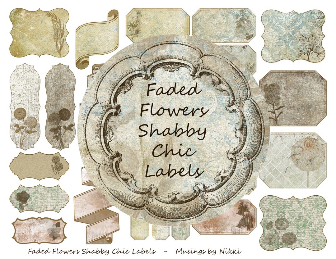Faded Flowers Shabby Chic Labels - Etsy