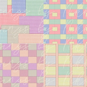 Pastel Gingham Digital Paper Pack - Fabric Paper, Quilted - Etsy