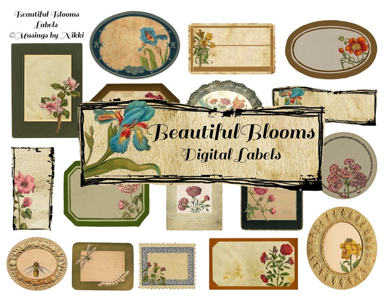 Beautiful Blooms Digital Labels - Etsy