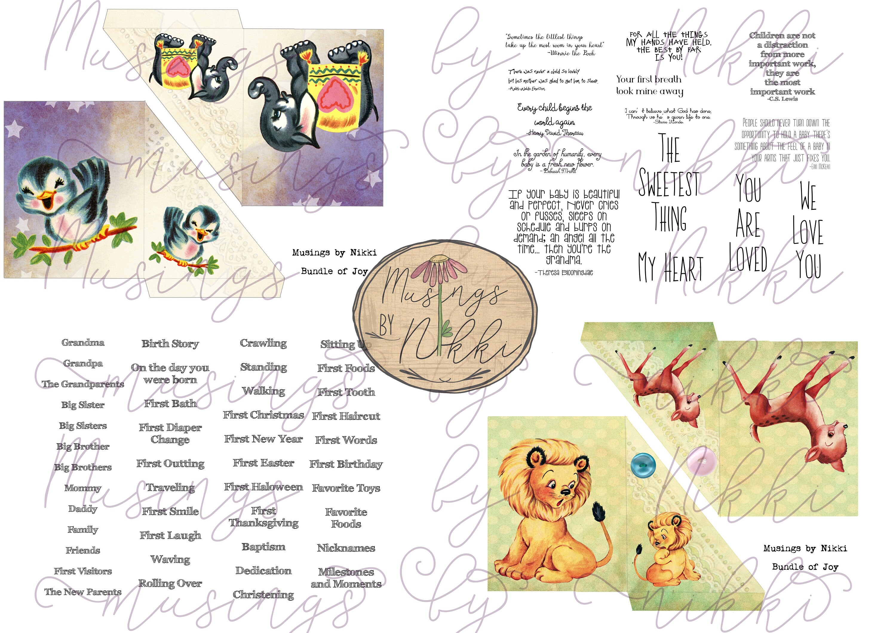 Bundle of Joy Digital Vintage-retro Ephemera Add-on Kit 10 - Etsy