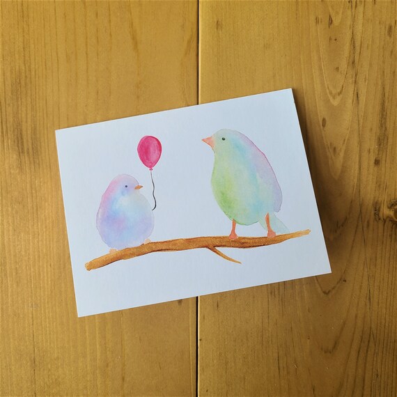 Watercolour Birds Celebration Greeting Card | Etsy