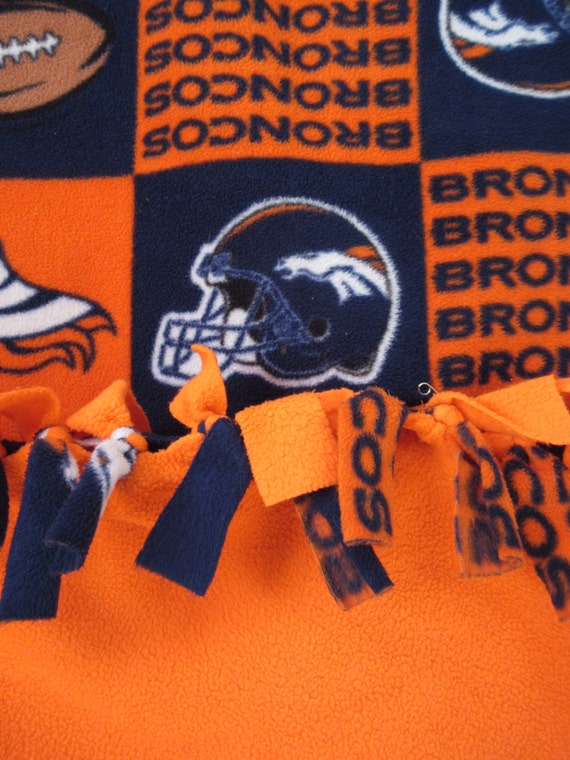 Denver Broncos No Sew Hand Tied Fleece Football Blanket Made | Etsy