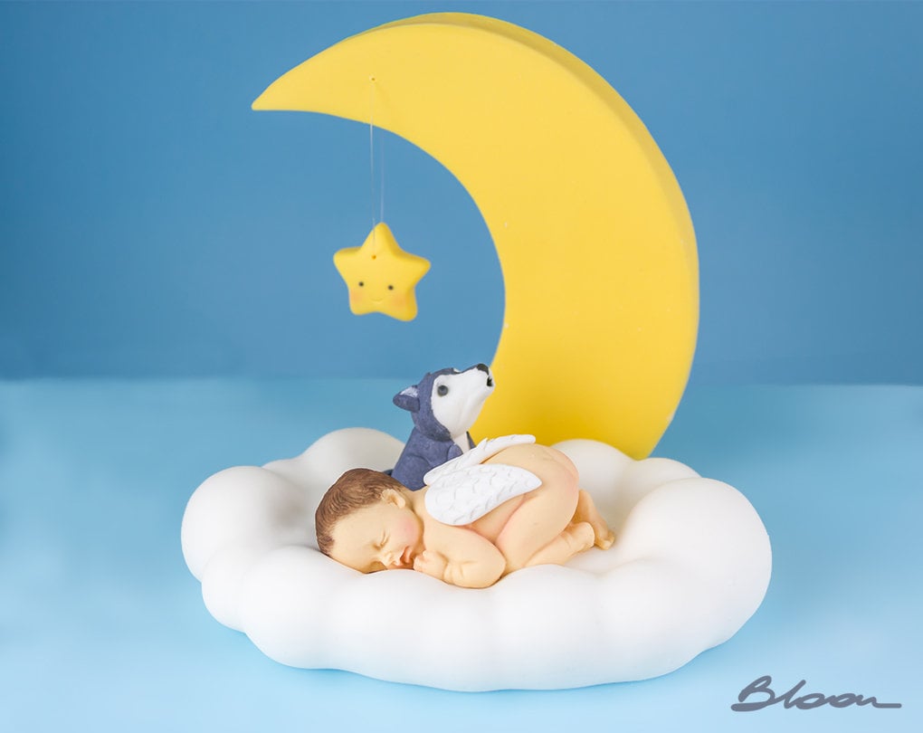 Sleeping Baby Topper Wolf and Moon Topper Baby Angel | Etsy