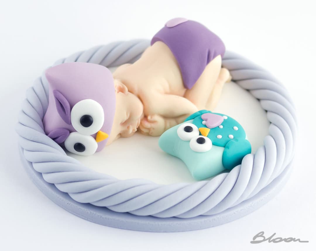 Fondant Baby Owl | Baby Owl Cake Topper | Owl Baby Shower | Cake ...
