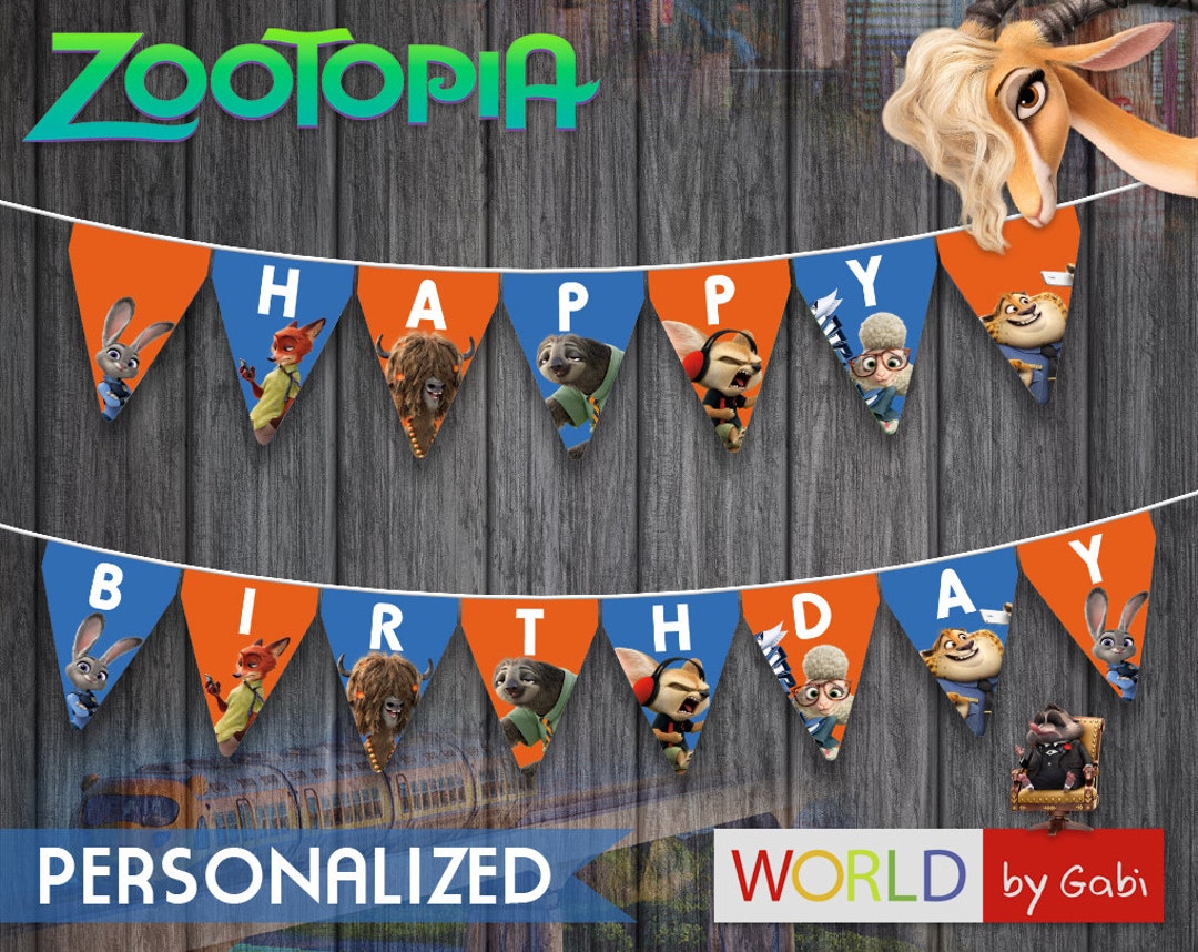 Personalized Zootopia Birthday Banner | Printable Party Decor (digital ...