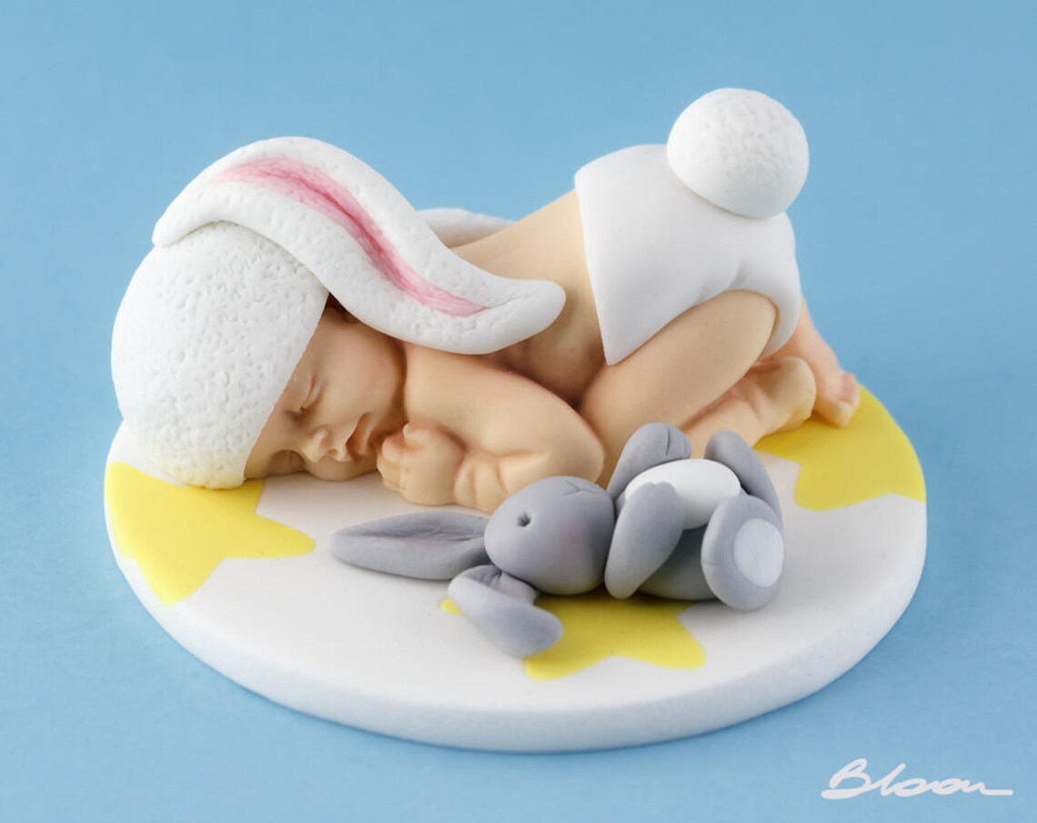 Bunny Baby Cake Topper | Cake Topper Baby Shower | Fondant Cake Topper ...