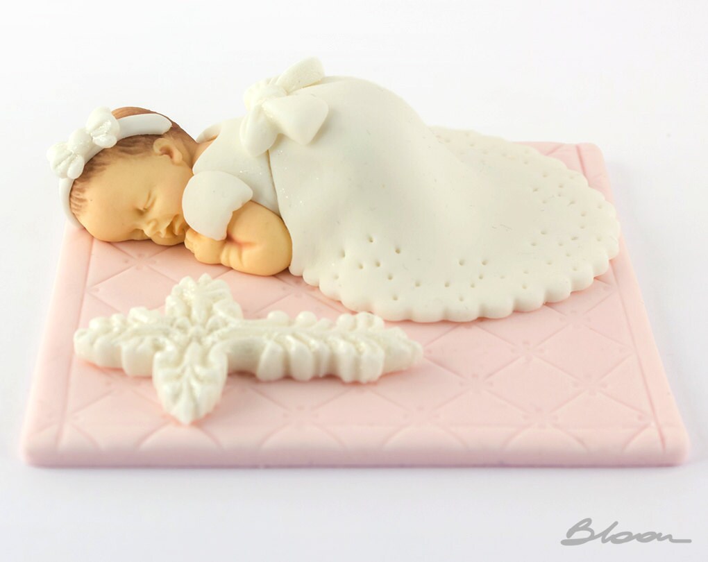 Fondant Christening Baby Cake Topper | Handmade Baptism Decoration - Etsy