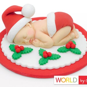 Christmas Baby Fondant | Santa Baby Cake Toppers | Baptism Cake Toppers ...