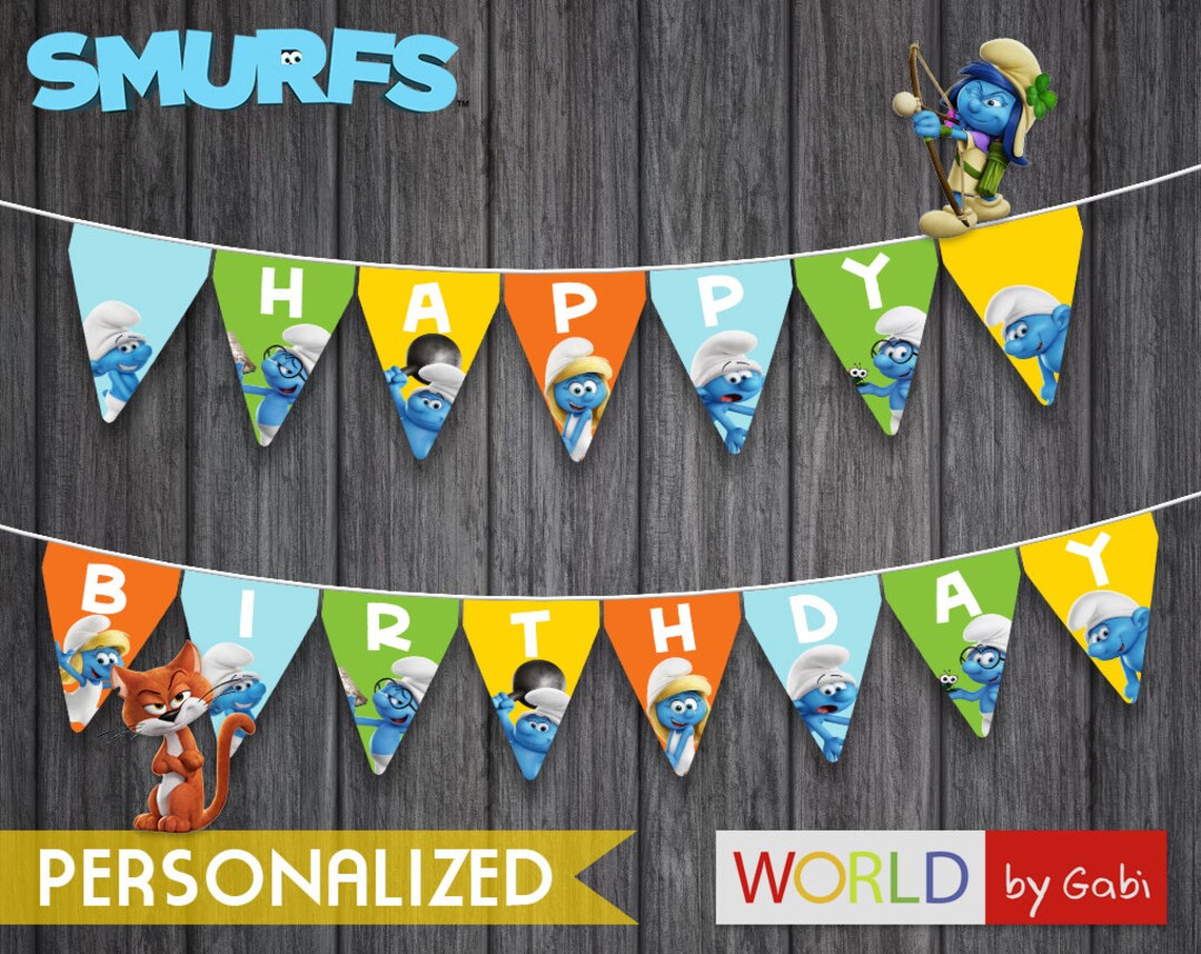 Digital Smurfs Banner | Smurfs Banner | Smurfs Party | Smurfs Birthday ...