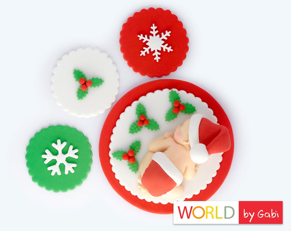 Christmas Baby Fondant | Santa Baby Cake Toppers | Baptism Cake Toppers ...