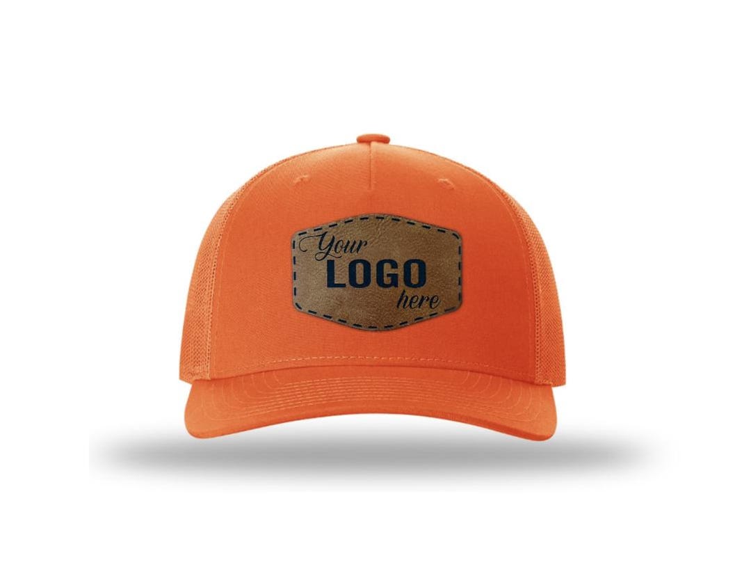 Richardson 882FP Blaze Orange Five Panel Trucker With Custom Vegan ...