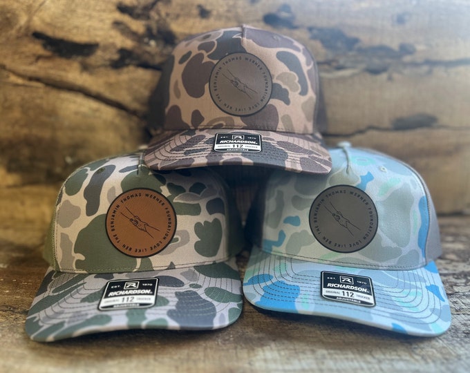 Richardson 112PFP Camo Five Panel Trucker With Custom Vegan Leather ...