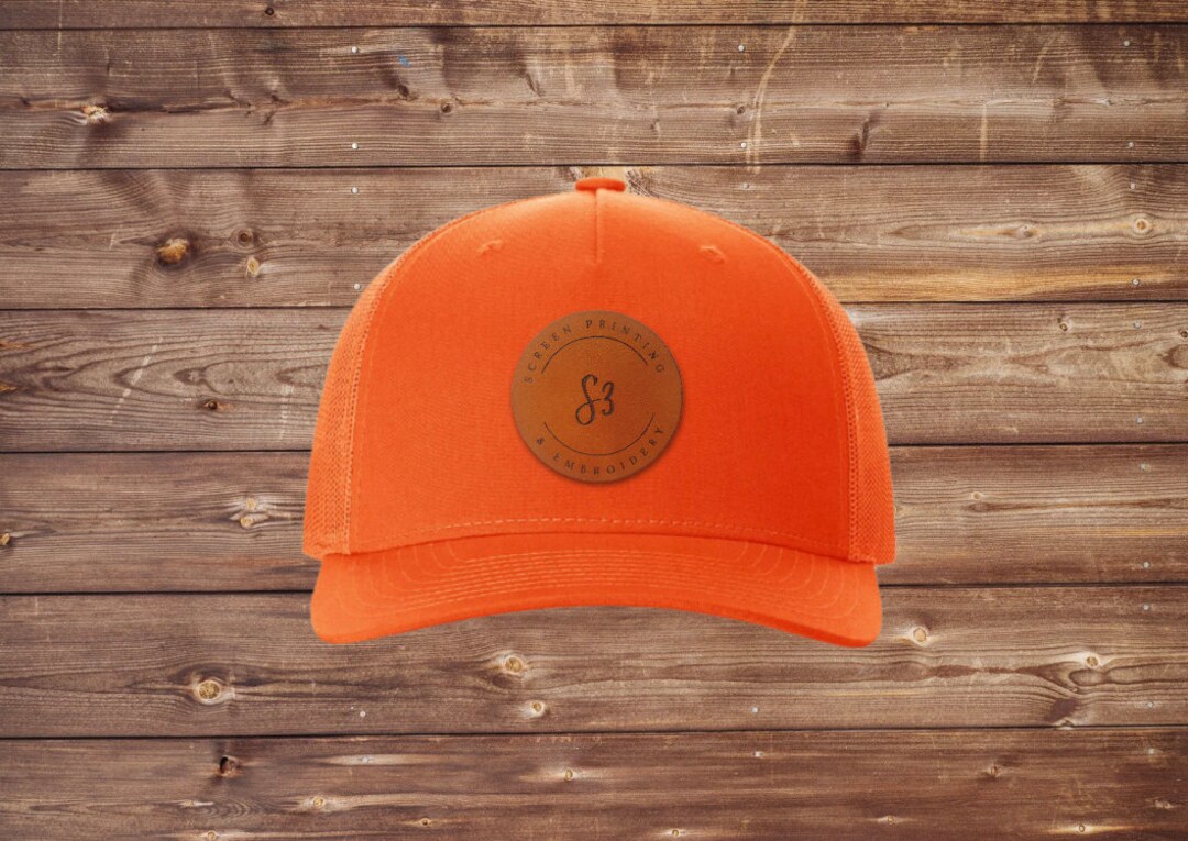 Richardson 882FP Five Panel Blaze Orange Trucker Hat With Custom Real ...