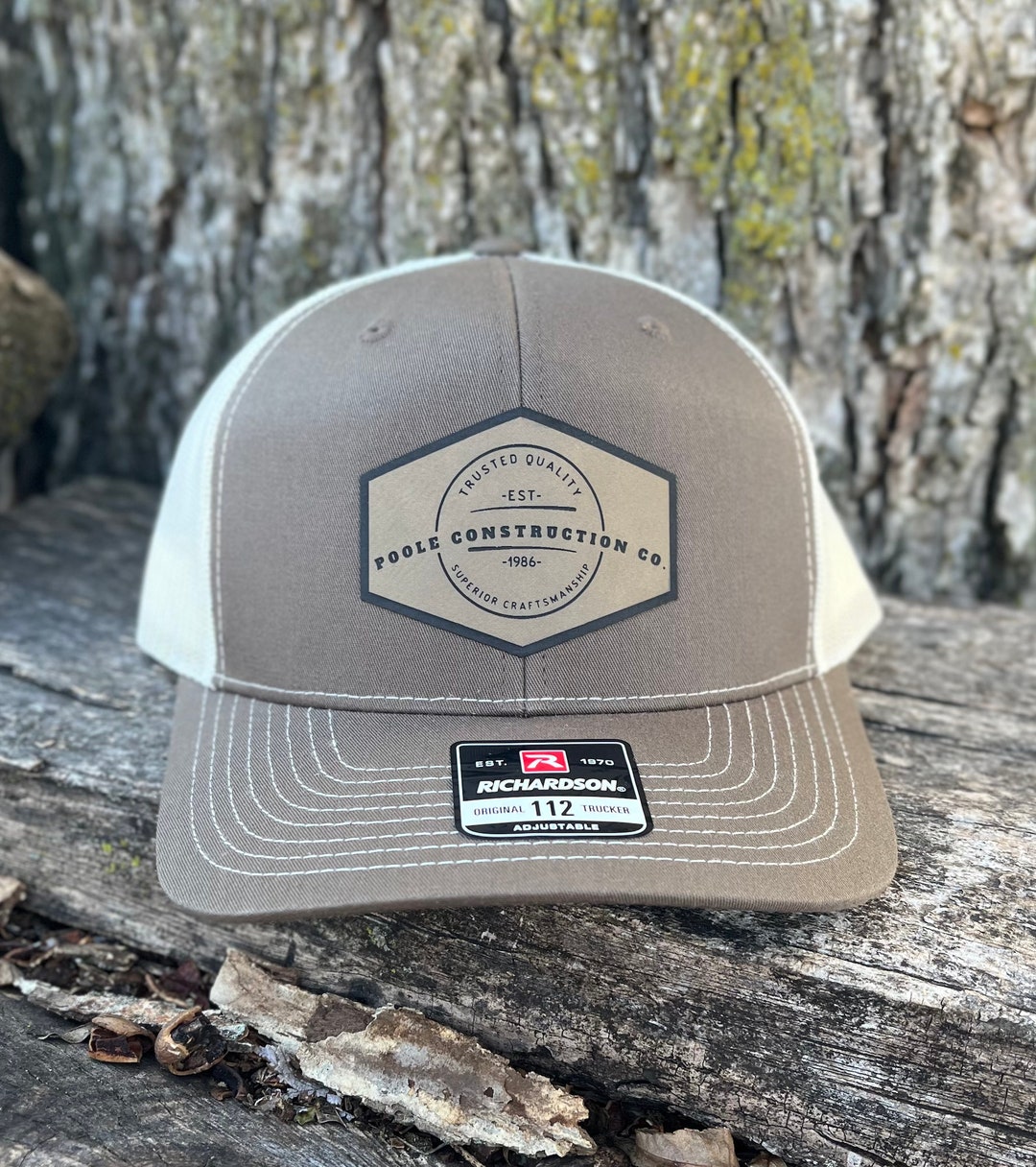Richardson 112 Mesh Back Trucker Hat With Custom Vegan Leather Patch ...
