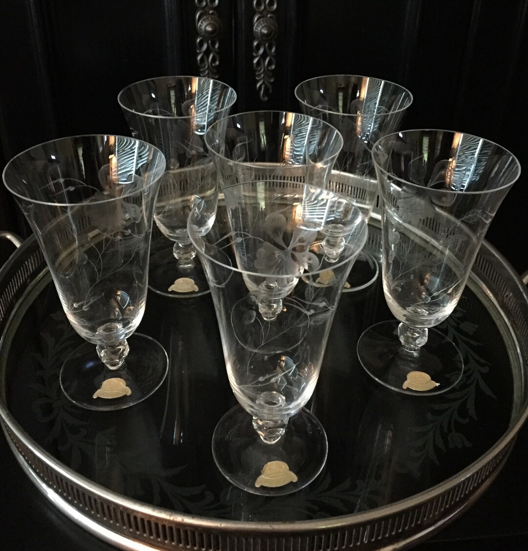 Vintage Rosenthal Etched Glasses Orchid Pattern - Etsy