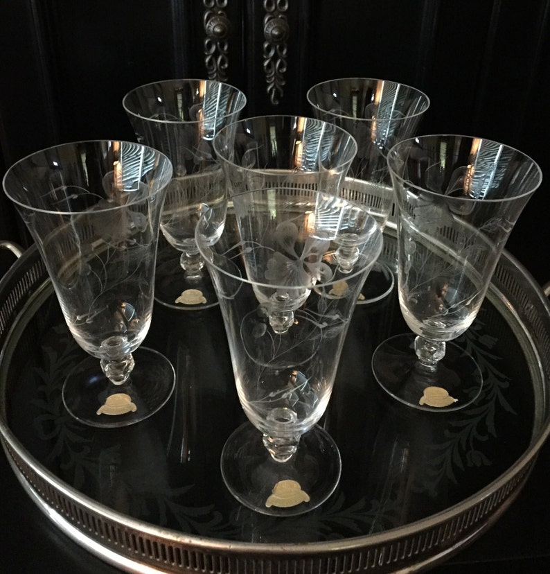 Vintage Rosenthal Etched Glasses Orchid Pattern - Etsy