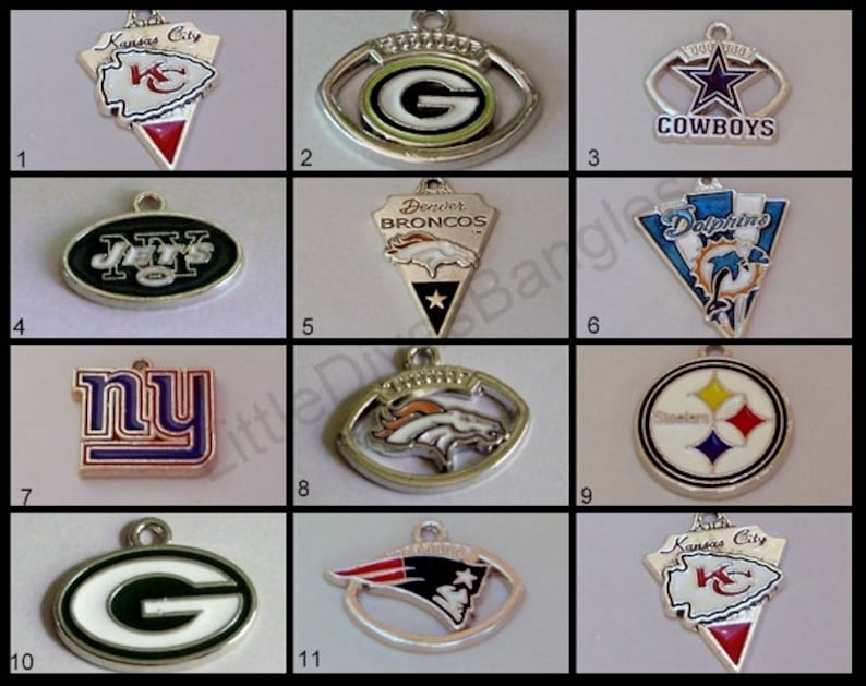 NFL Football CHARMS Add A Charm To Your Bangle Jets / | Etsy