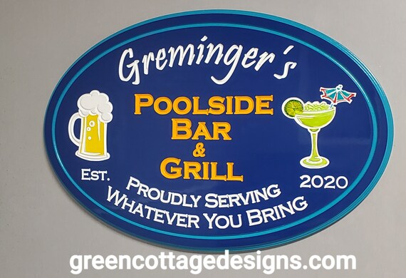 Poolside Bar Sign Proudly Serving Whatever You Bring Party | Etsy