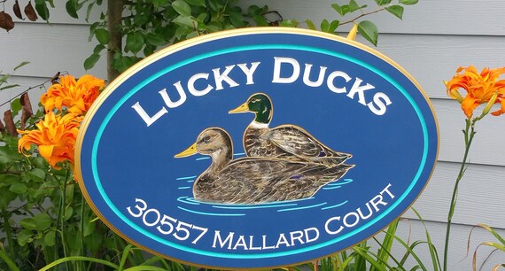 Mallard Ducks Address Sign Custom Carved Outdoor PVC Cottage - Etsy