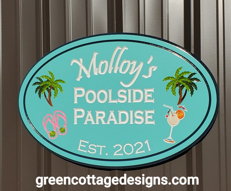 Outdoor PVC Poolside Paradise Sign Patio Dining Tropical - Etsy
