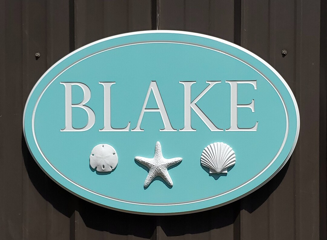 Carved Beach House Sign 3D Sea Shell Carvings Custom Coastal House Sign ...