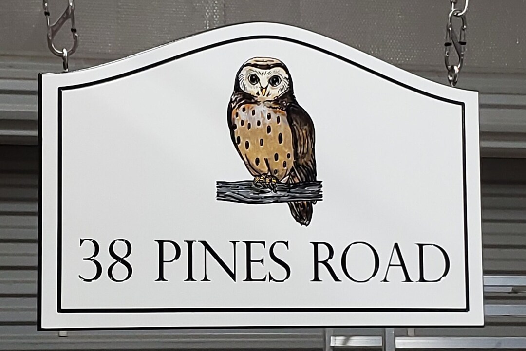 Barn Owl Custom Hanging Address Sign Outdoor Farm House Name - Etsy