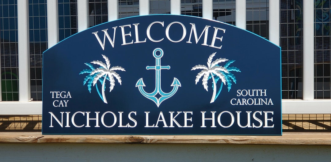 Custom Nautical Anchor Signs, PVC Lake House Name, Tropical Coastal ...