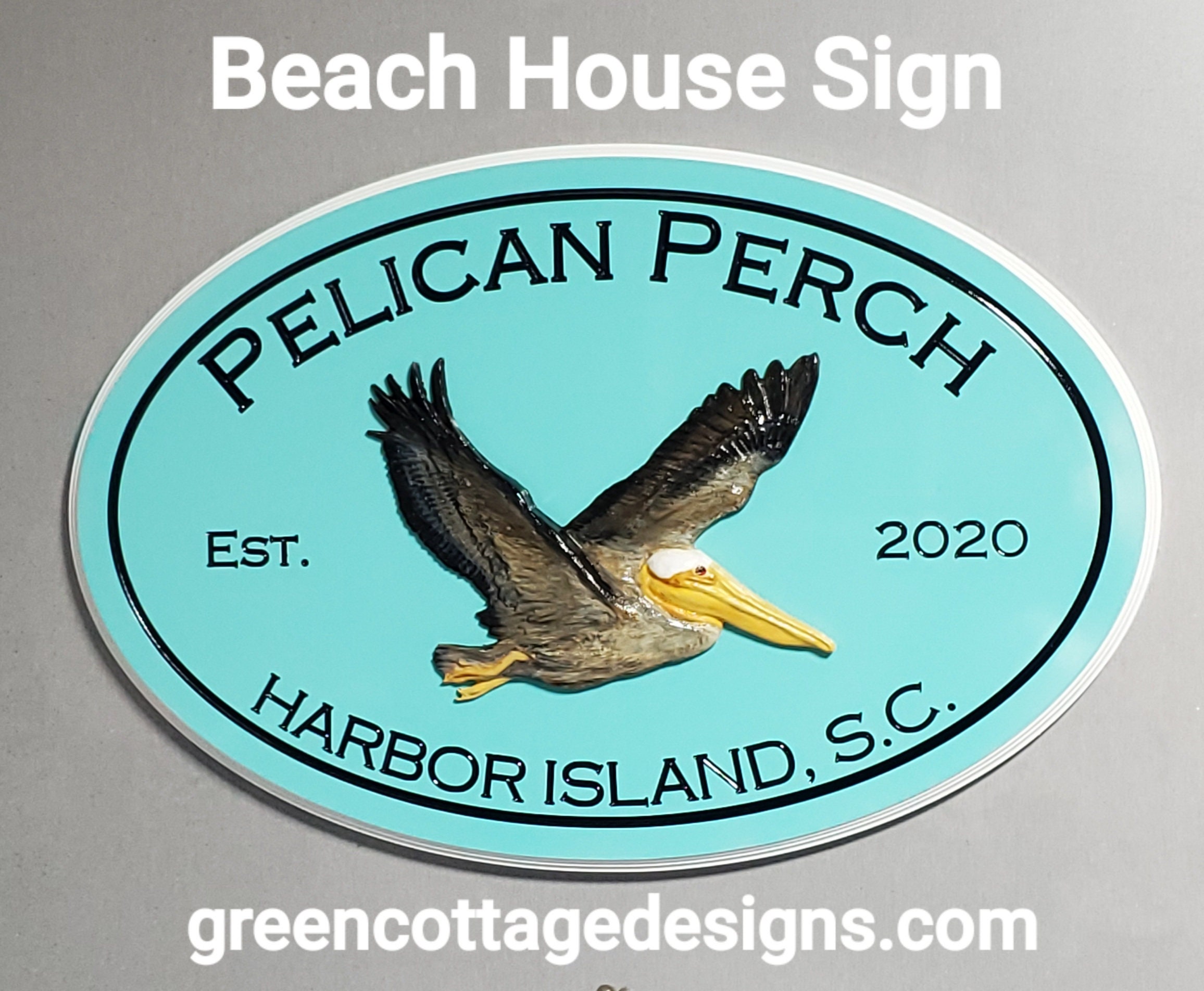 Large Beach House Name Signs Pelican Address Sign | Etsy