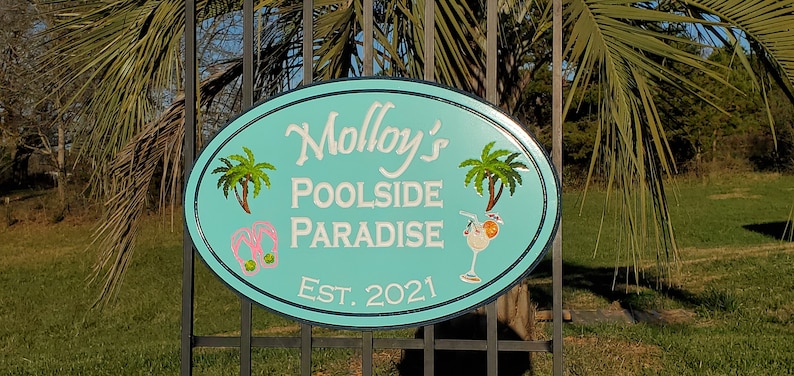 Outdoor PVC Poolside Paradise Sign Patio Dining Tropical - Etsy