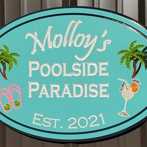 Outdoor PVC Poolside Paradise Sign Patio Dining Tropical - Etsy