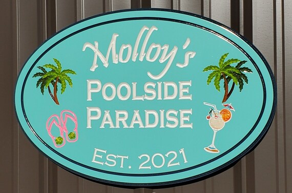 Outdoor PVC Poolside Paradise Sign Patio Dining Tropical - Etsy