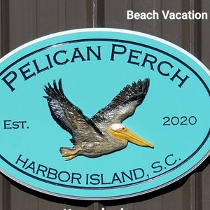 Large Beach House Name Signs Pelican Address Sign - Etsy