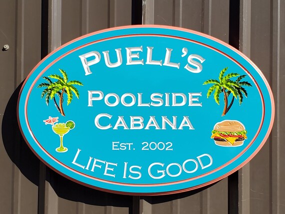 Wall Décor Home & Living Cabana Hibiscus Wood Pool Sign etna.com.pe