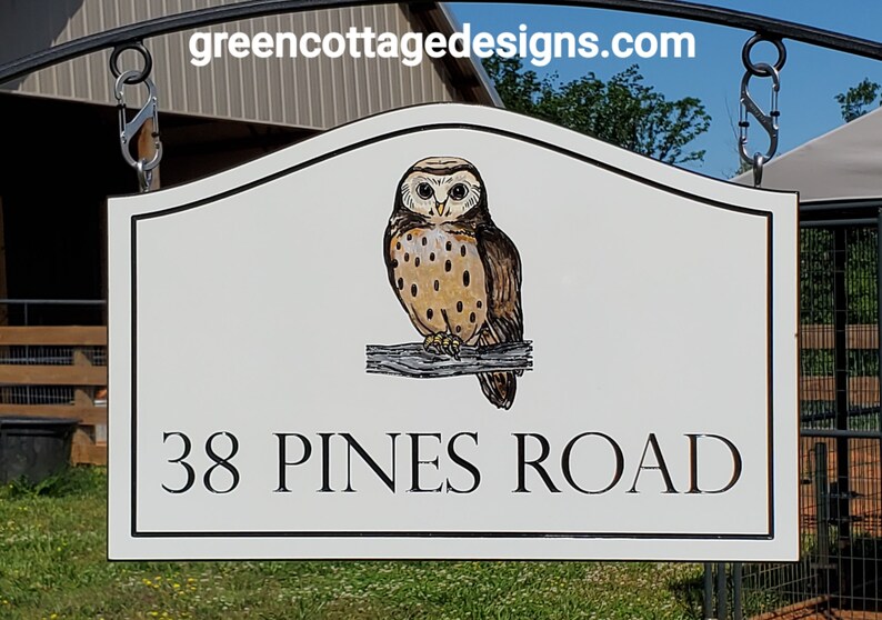 Barn Owl Custom Hanging Address Sign Outdoor Farm House Name - Etsy