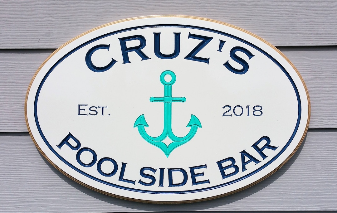 Custom Outdoor PVC Poolside Bar Name Sign Personalized - Etsy