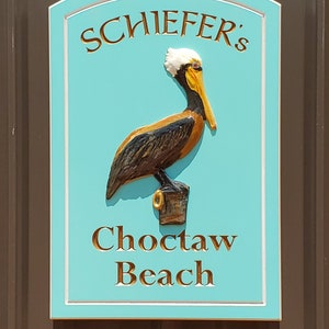 Custom Coastal PVC Signs Perching Pelican Beach House | Etsy
