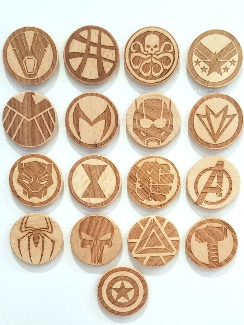 Wood MARVEL/AVENGERS Magnets Laser Engraved | Etsy