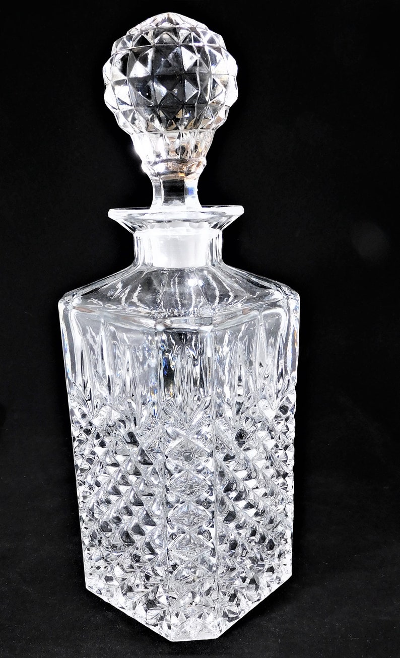Vintage Heavy Fancy Crystal Decanter & Stopper - Etsy