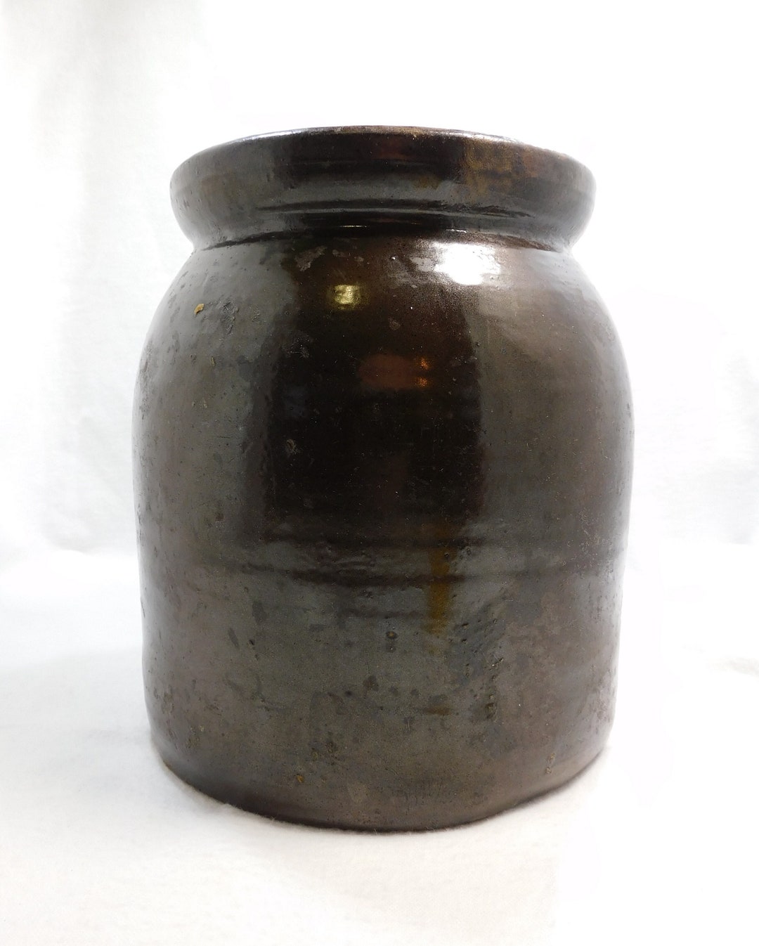 Antique Crock Storage Jar Hand Made Coiled Brown Glaze - Etsy