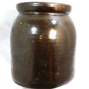 Antique Crock Storage Jar Hand Made Coiled Brown Glaze - Etsy