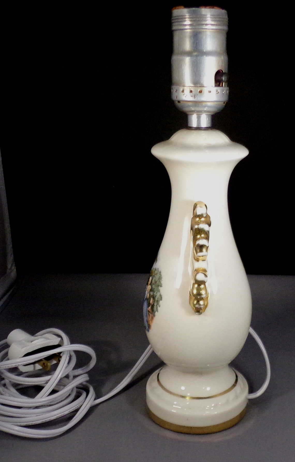 Vintage Table Lamp Electric Ceramic Colonial Design Front | Etsy
